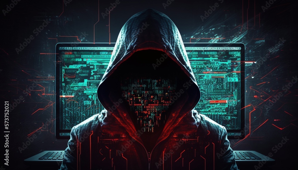 Hacker Typing Computer Cyber Terrorism Image Of Special Fraud Hacker With Code On Screen