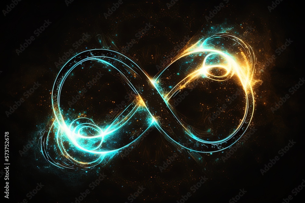 glowing neon infinity symbol in the night. Generative AI. Infinity ...