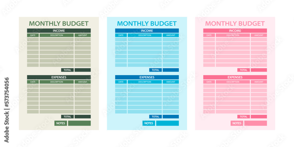 Monthly budget planner. Income and expense tracker. Account fixed and ...