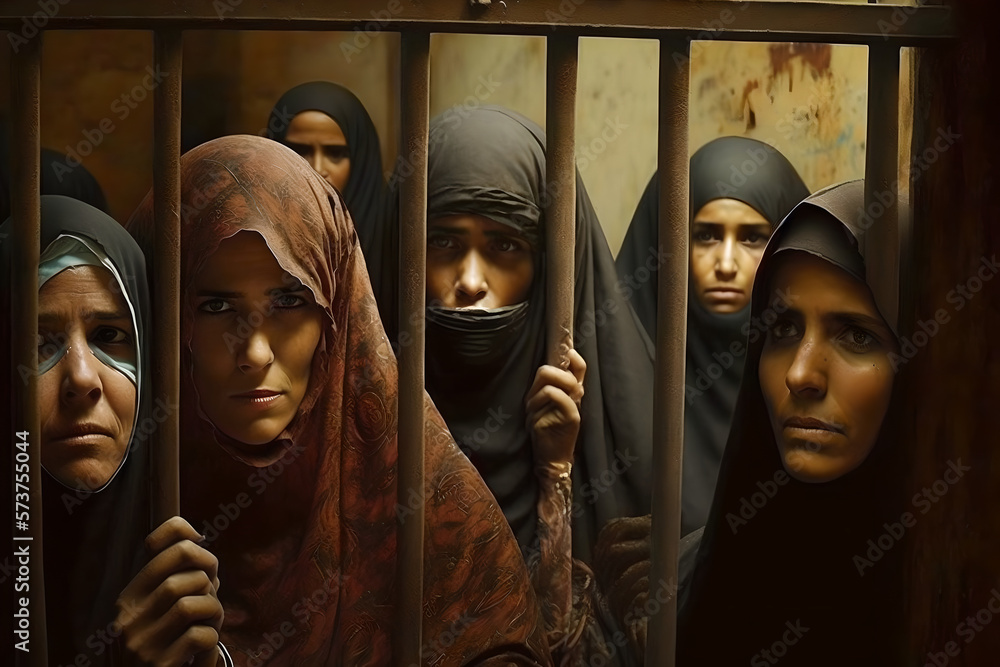 Brave iranian or muslim women behind bars in prison or detention ...