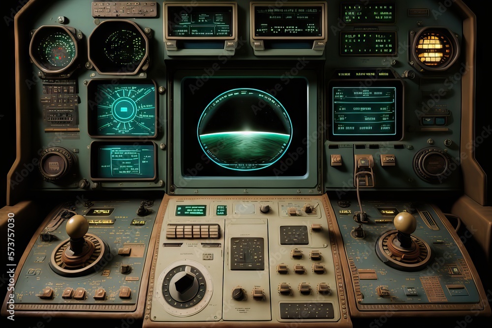 Spaceship Control Panel from Command Center in the space through ...