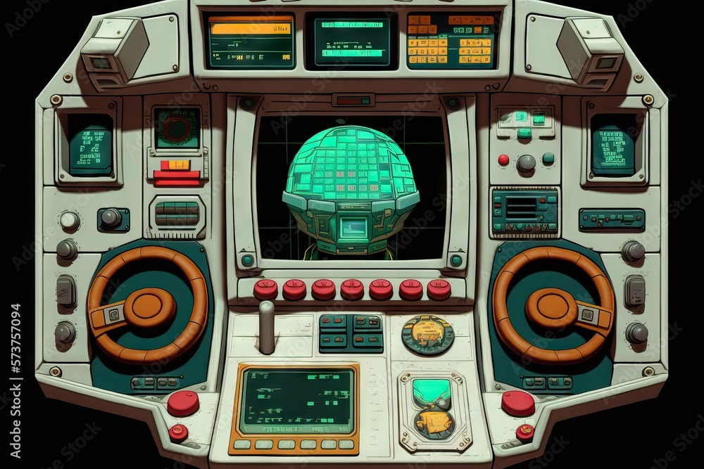 Spaceship Control Panel from Command Center in the space through ...
