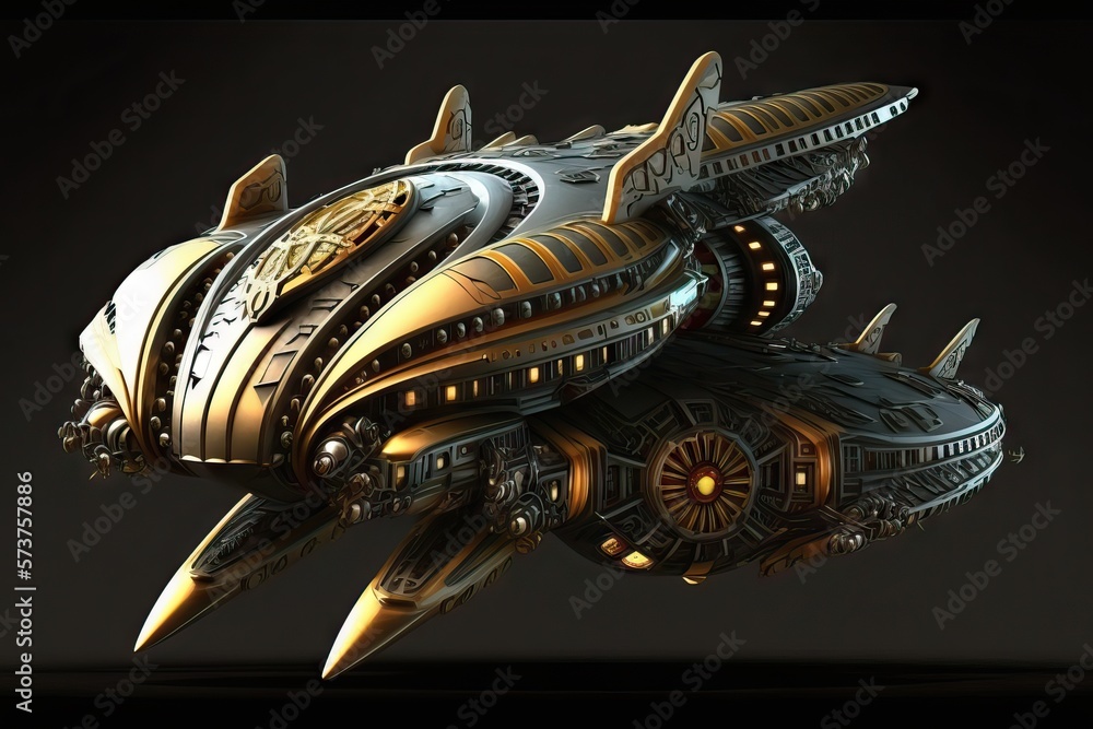 Alien Spaceship, BioMechanical System, With biological structure but ...