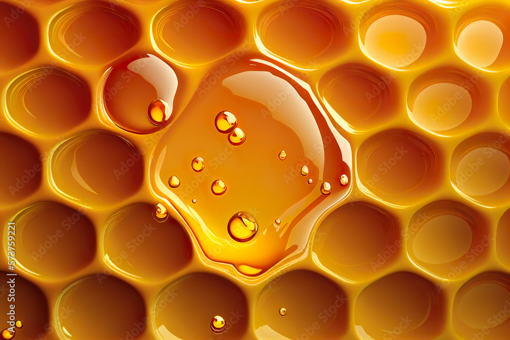 Honeycomb background texture and pattern. Honeycomb with honey drop in ...