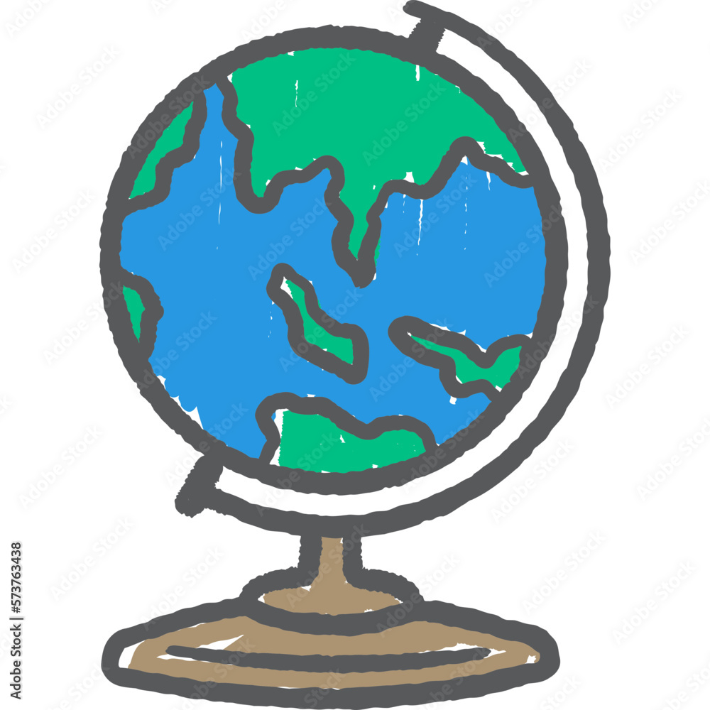 desktop globe dry brush stroke drawing vector illustration for ...