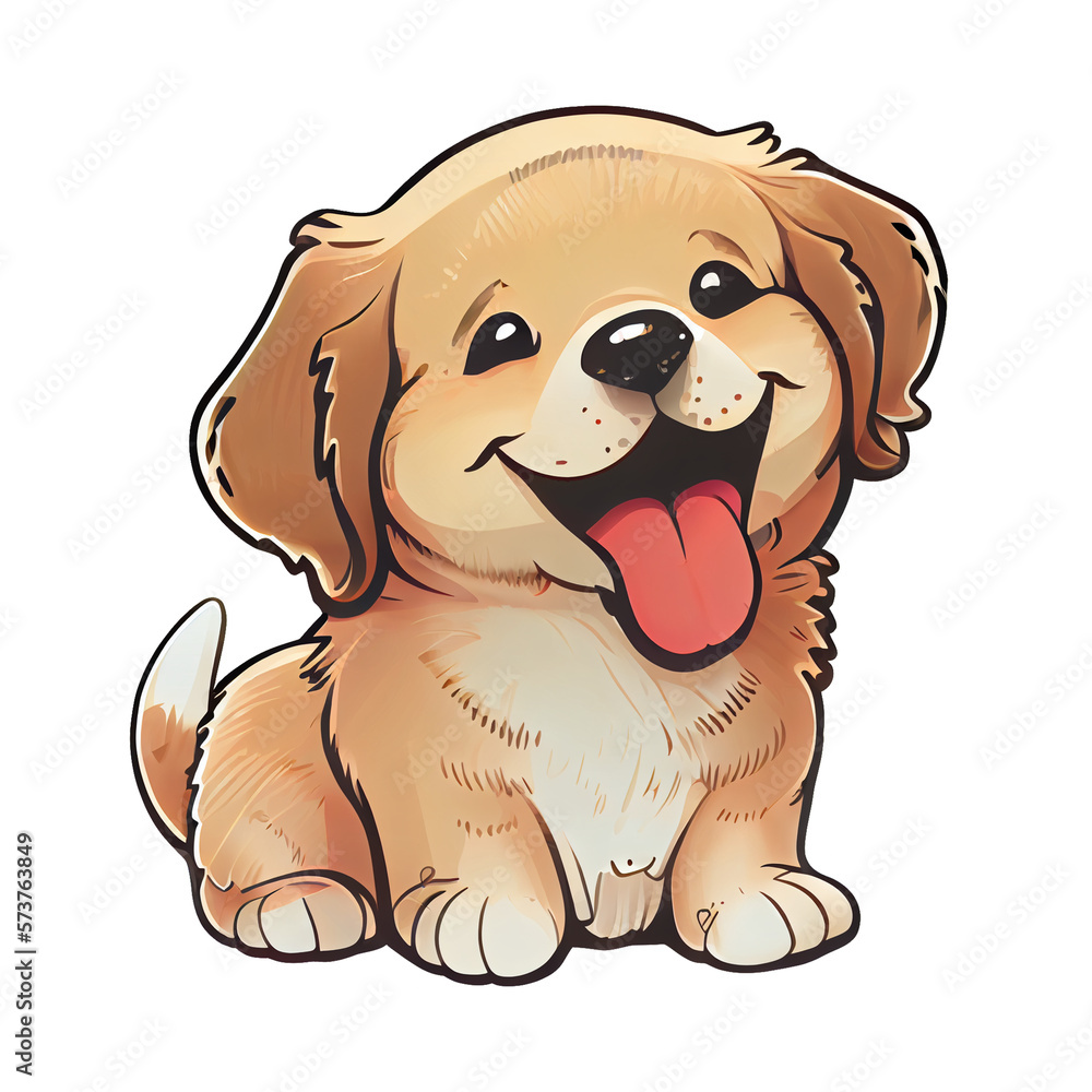 Cute and happy dog sticker Sticker, Ai Generated, Stock Illustration ...