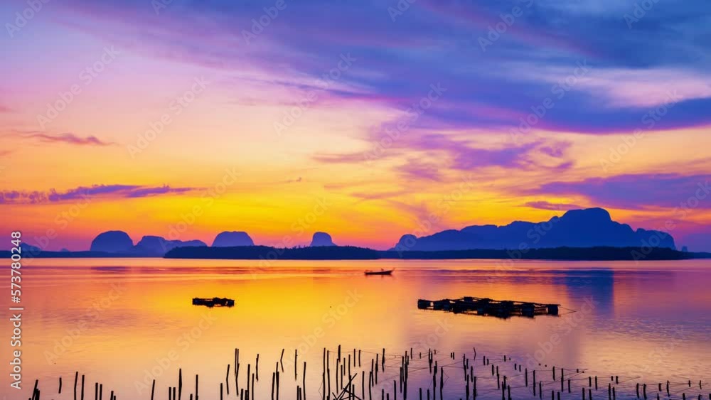 4K Time lapse of Majestic sunset or sunrise landscape Amazing light of ...