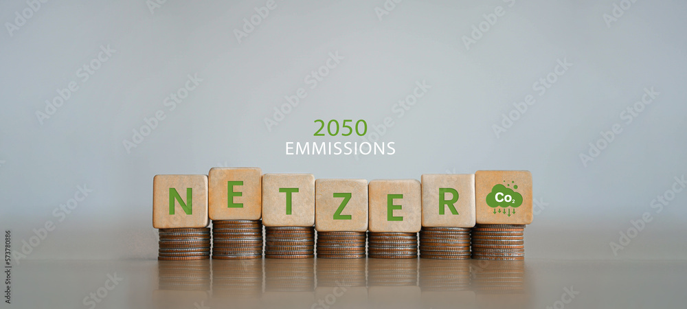 net zero 2050 carbon neutral net zero emission target concept Long-term ...