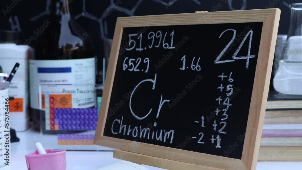 Chromium and symbol structural formula chemical on the blackboard ...
