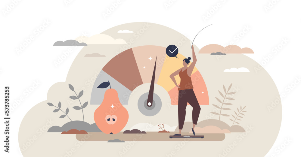 BMI body mass index measurement with normal weight result tiny person ...