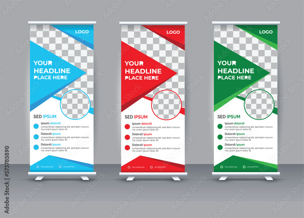 Vetor de Profestional Roll up banner vector template, infographics ...
