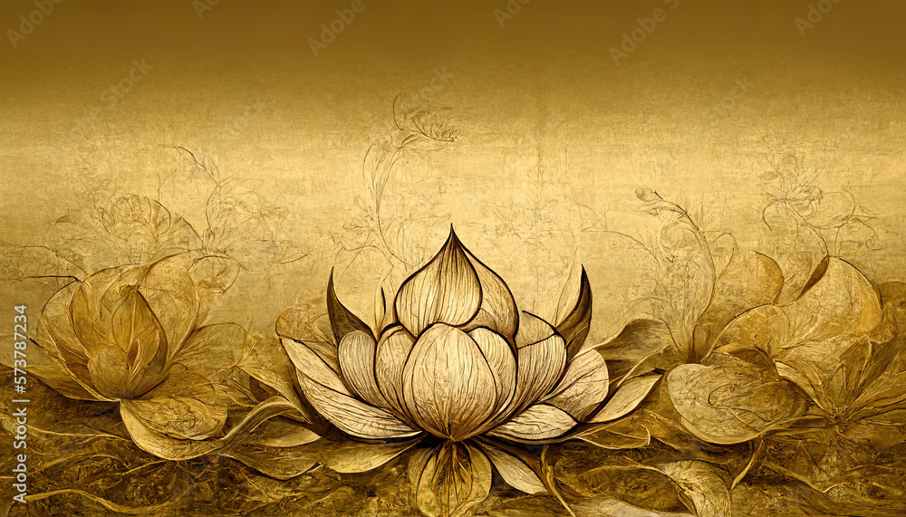 Surprising Luxurious background design with golden lotus, Lotus flowers ...