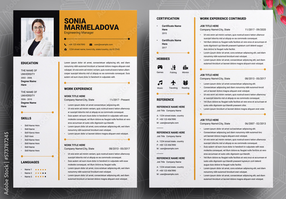 Modern Business Resume Design Layout Stock Template | Adobe Stock