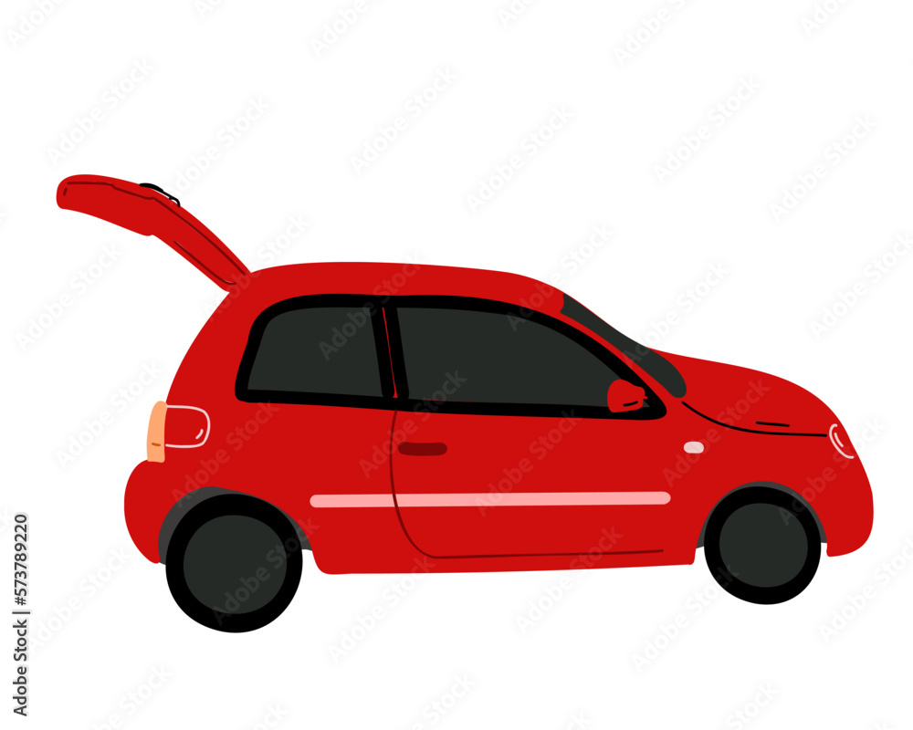 red car with open trunk. Flat vector illustration Stock Vector | Adobe ...