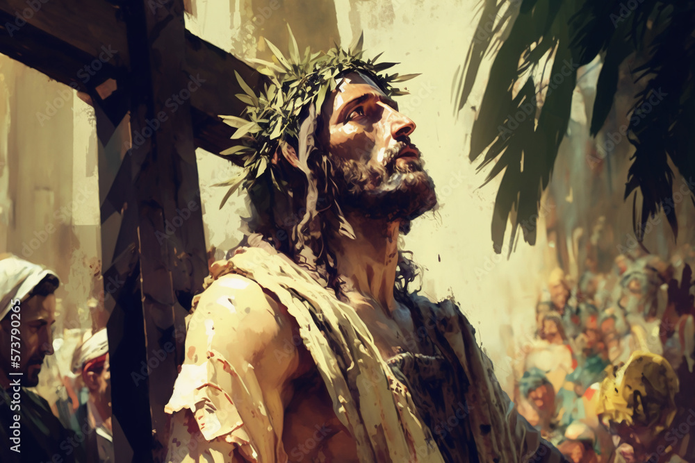 Jesus Christ on the cross palm sunday Generative AI Stock Illustration ...