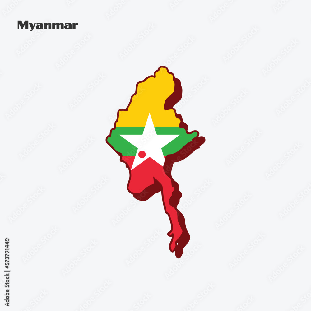 Myanmar Nation Flag Map Infographic Stock Vector | Adobe Stock