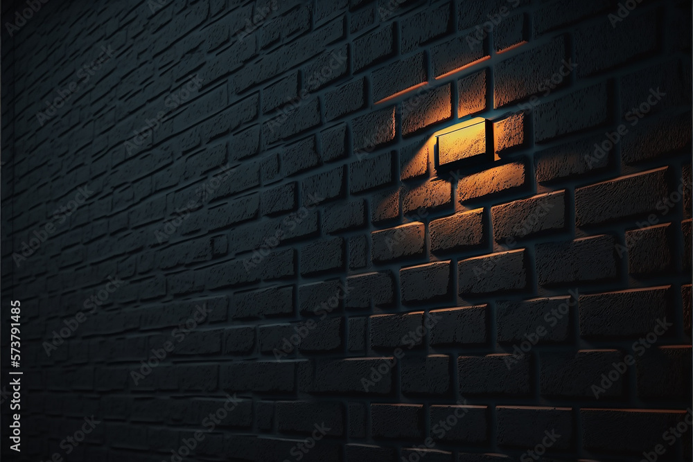 black brick wall gradient background for interior decoration. Black ...