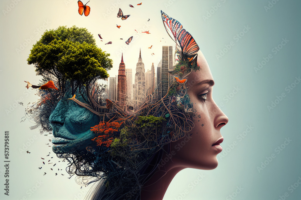 Generative AI illustration of annual collective mind concept art Stock ...