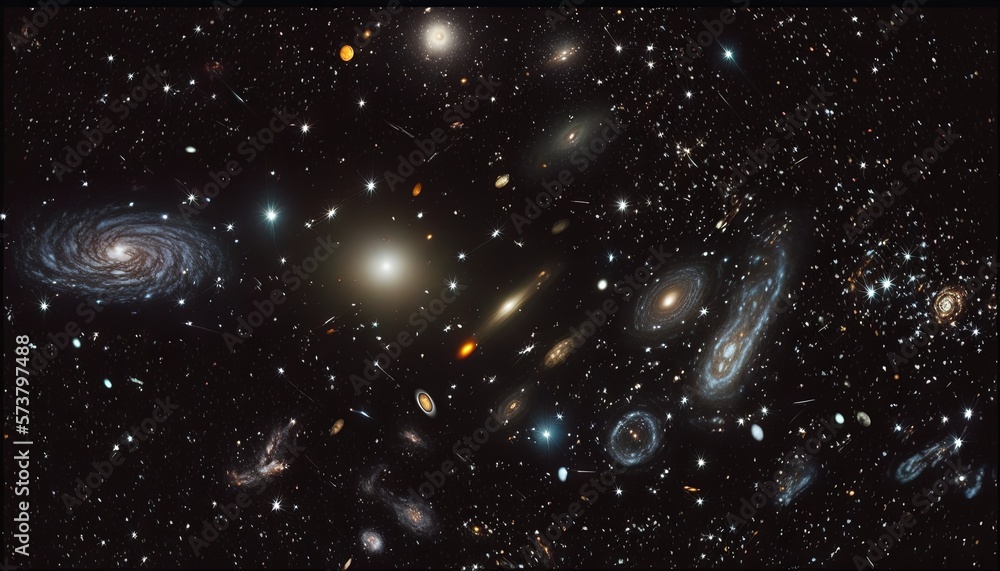 a large group of objects in the dark sky with a lot of stars in the ...