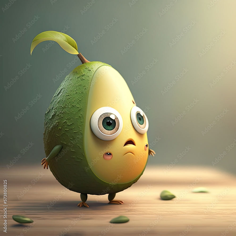 cute cartoon avocado character, generative AI Stock Illustration ...