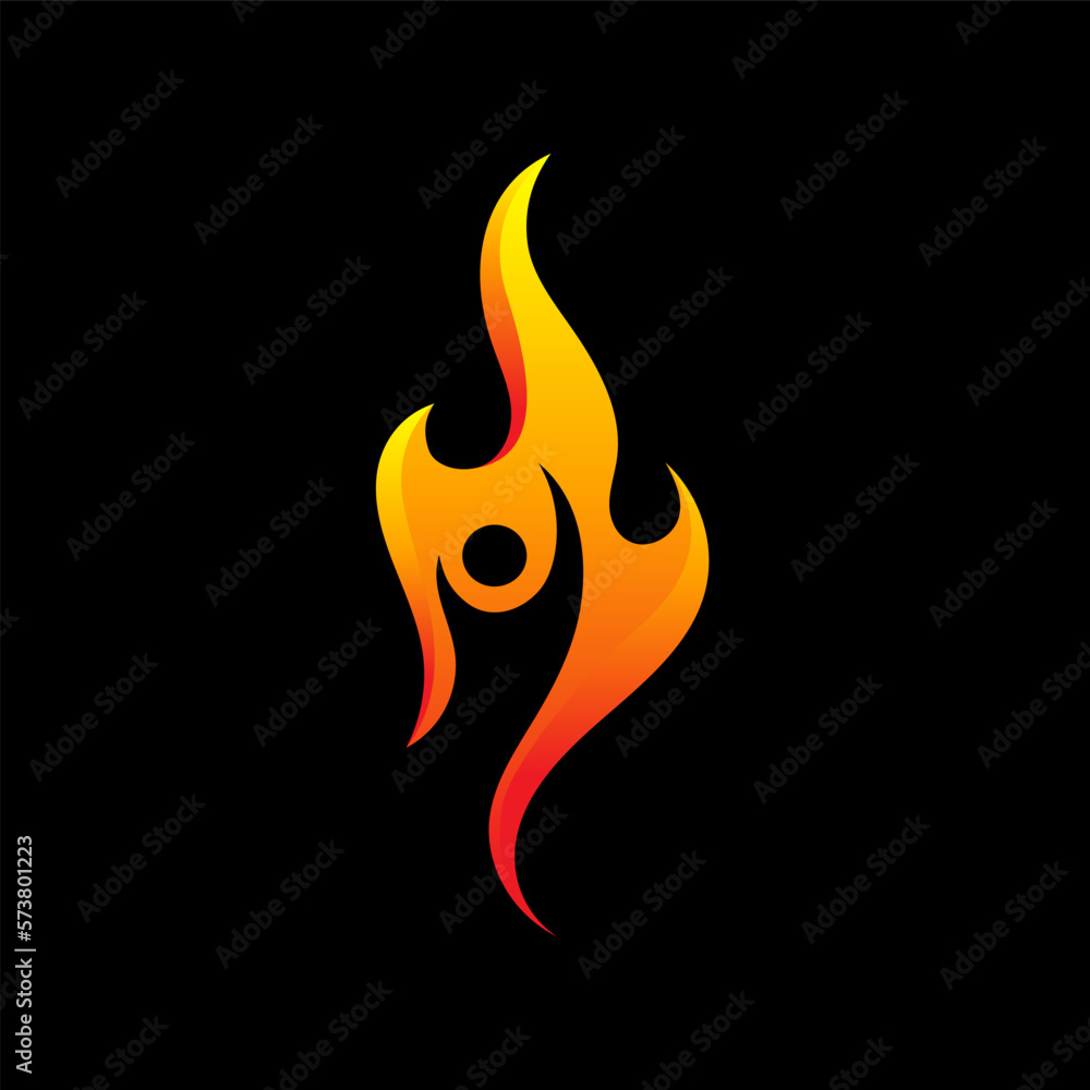 People on fire logo. Fire flame with people vector illustration ...