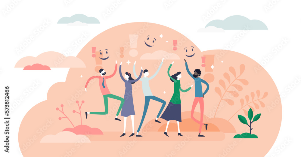 Joy concept, flat tiny person illustration, transparent background ...