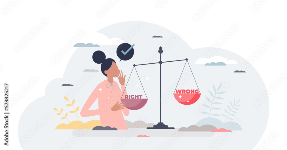 Ethical behavior and wright or wrong dilemma choice tiny person concept ...