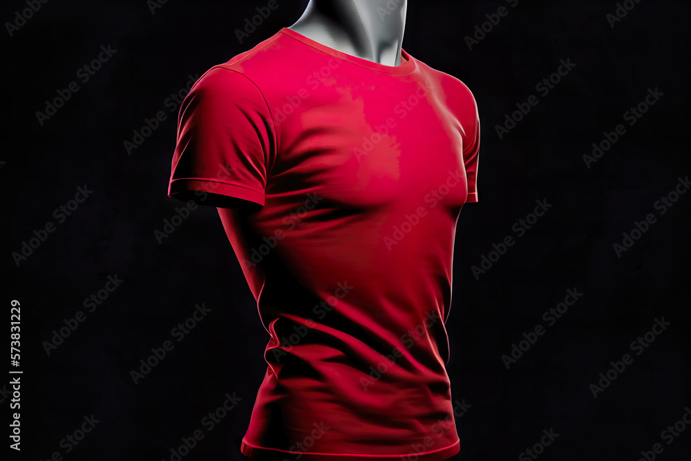 Red round neck shirt template mockup for men. Red tshirt or shirt ...