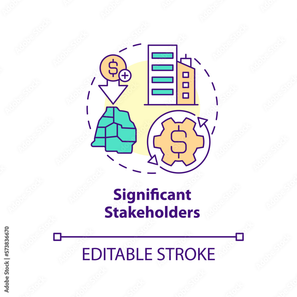 Significant stakeholders concept icon. Economics development. Private ...