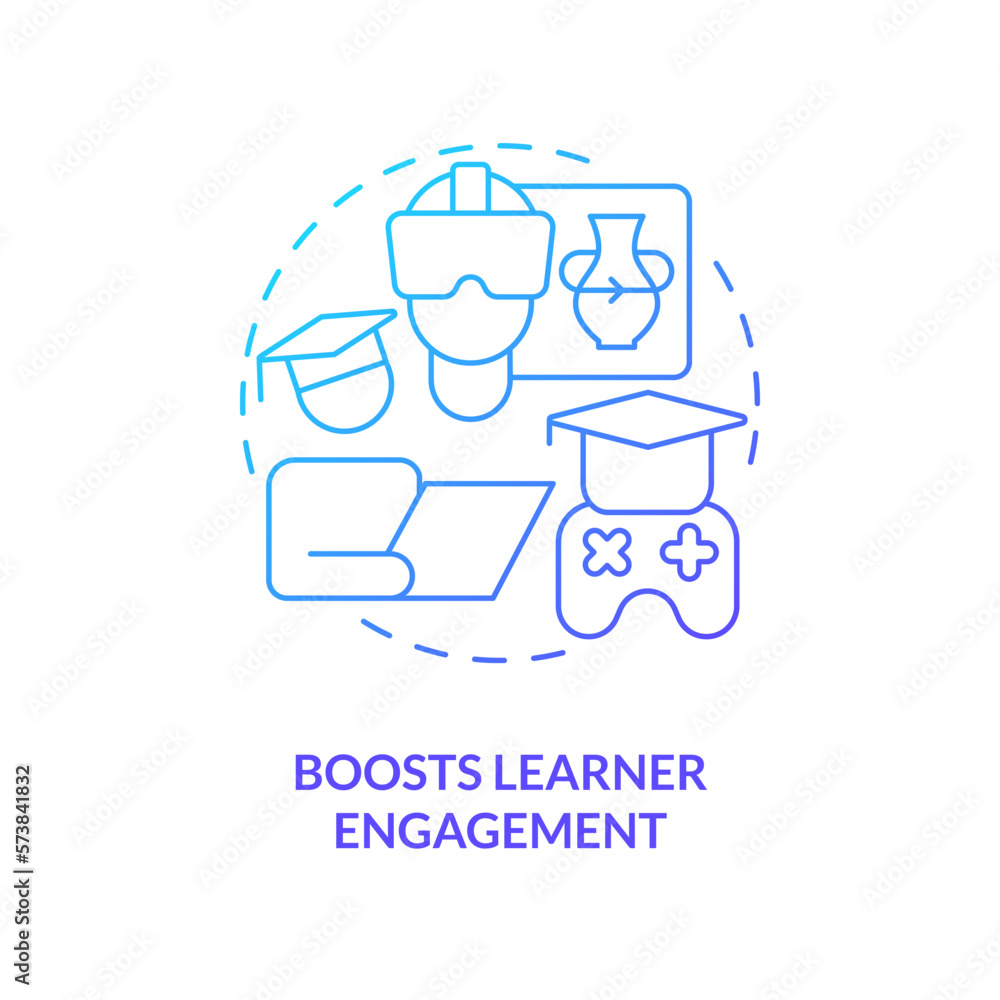 Boost learner engagement blue gradient concept icon. Interesting ...