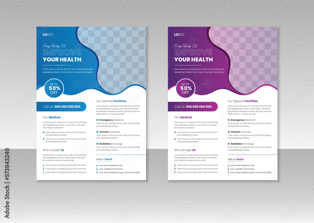 Healthcare flyer Design Template. Poster, Brochure, leaflet, banner ...