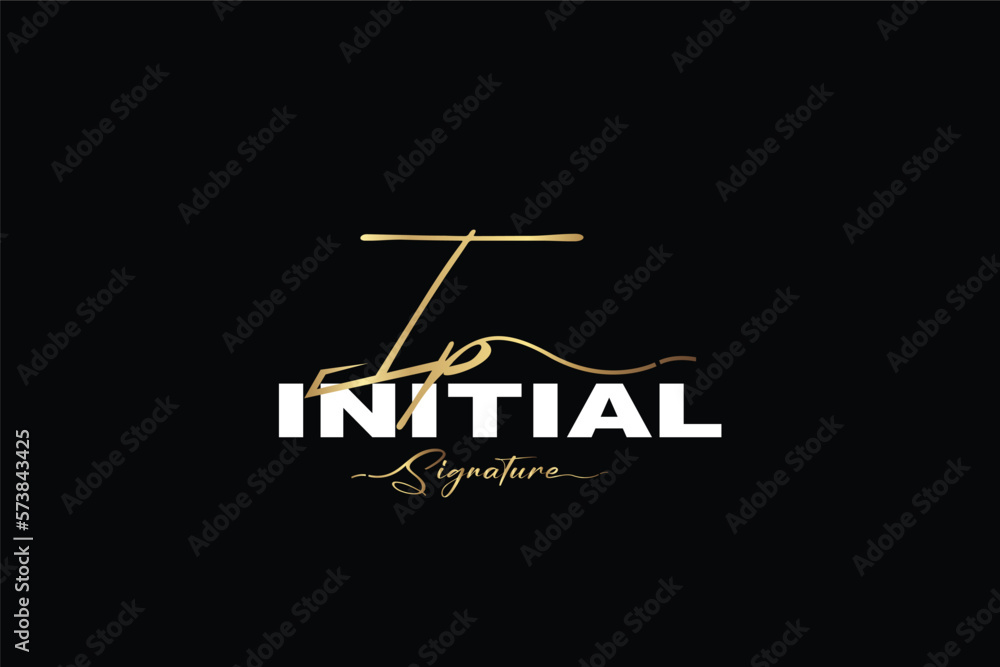 Initial T and P Logo Design in Elegant Gold Handwriting Style. TP ...