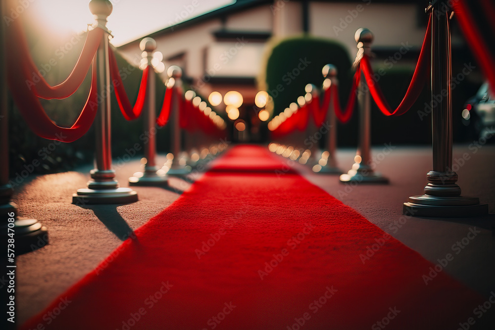 Red Carpet hallway with barriers and red ropes for Cinema and Fashion ...