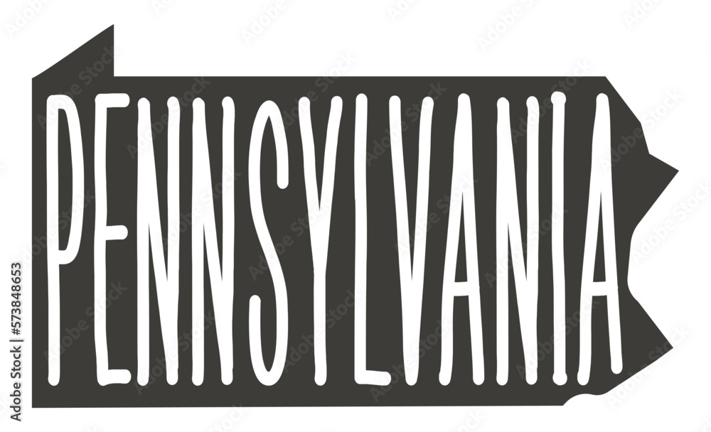 Pennsylvania. Vector silhouette state. Pennsylvania map with text ...