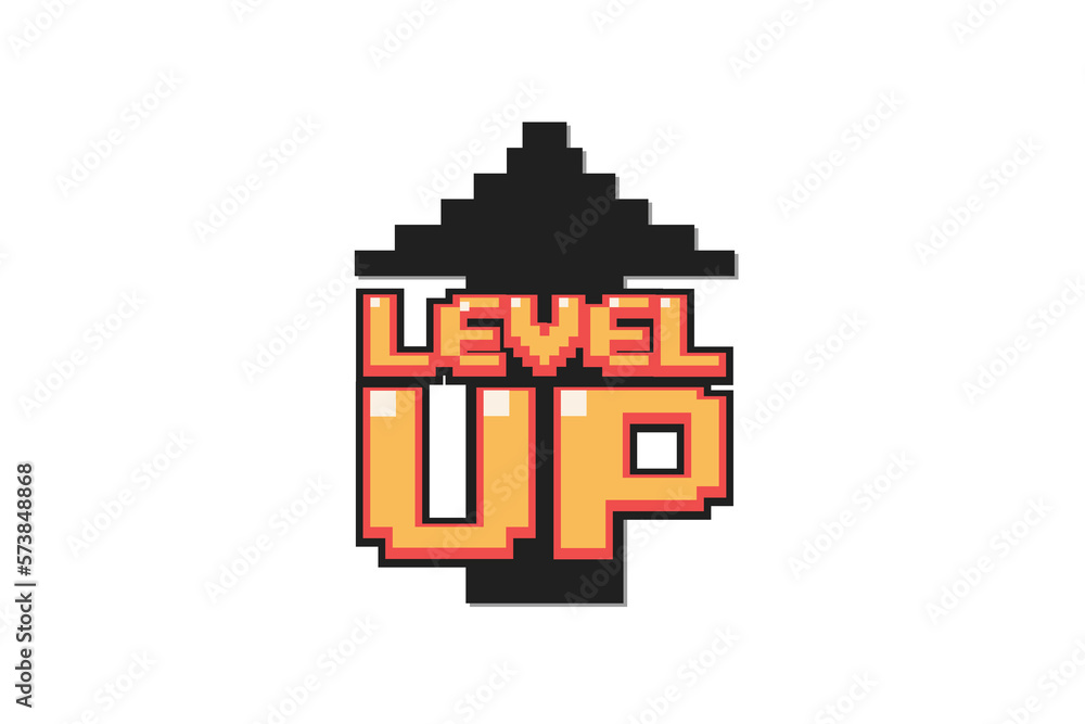LEVEL UP icon pixel art .8 bit game.retro game. for game assets in ...
