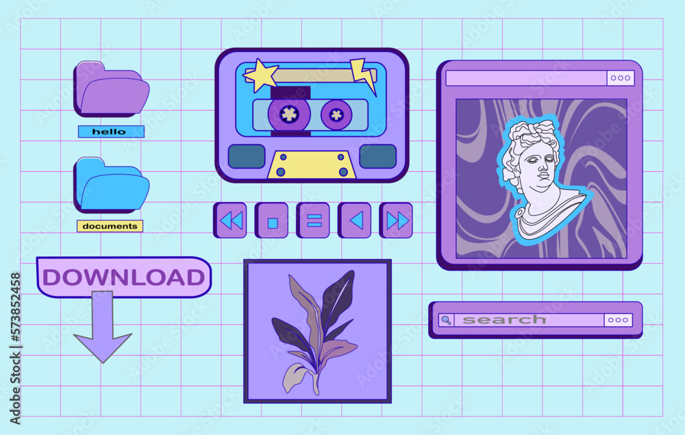 Cute Retro Vaporwave Desktop with Message. retro browser computer ...