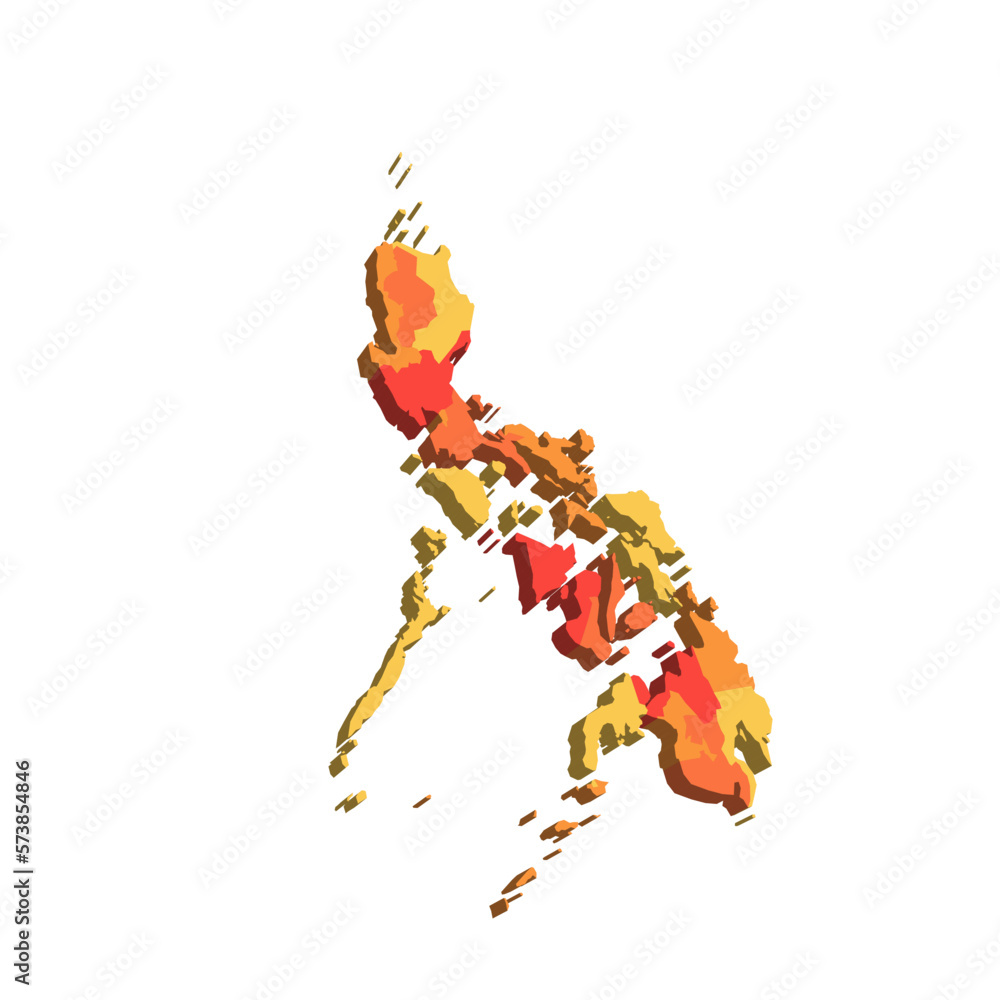 Philippines political map of administrative divisions - regions. 3D map ...