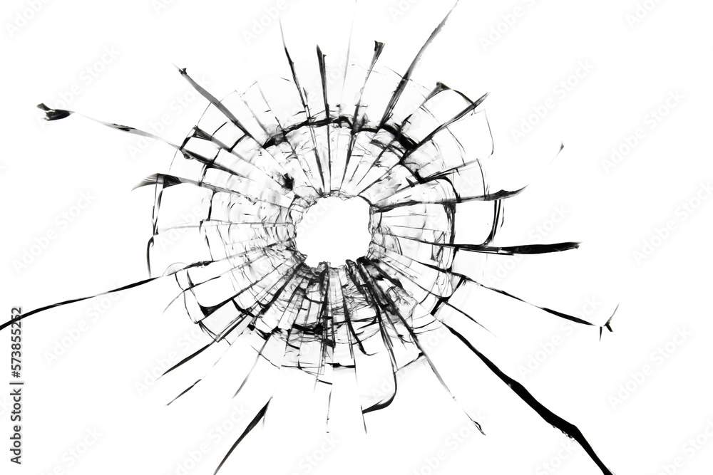 Shattered Glass and Bullet Holes Texture on White Background. Creative ...