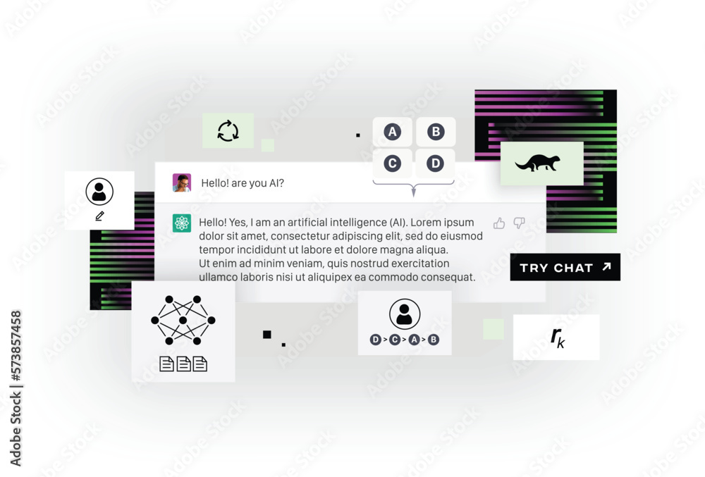 Composition inspired by ChatGPT style. Chatbot vector illustration ...