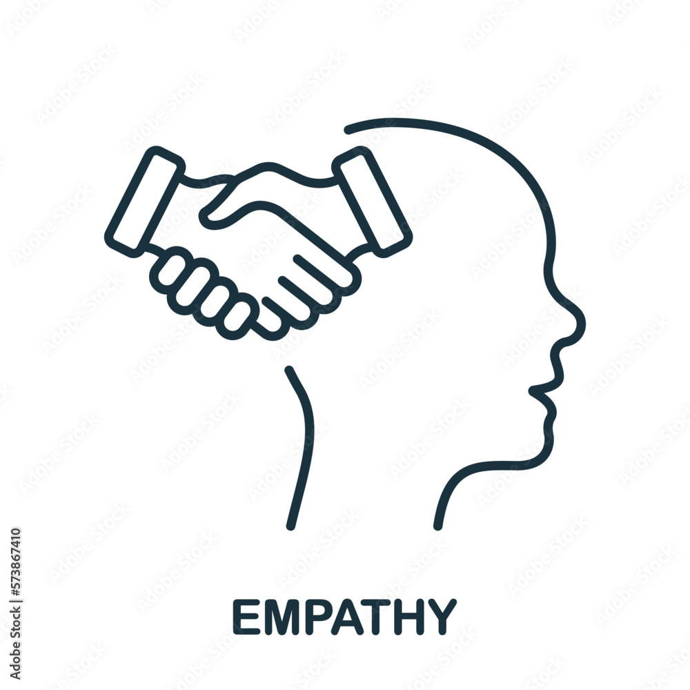 Empathy Concept Line Icon. Agreement Handshake, Human Head Linear ...