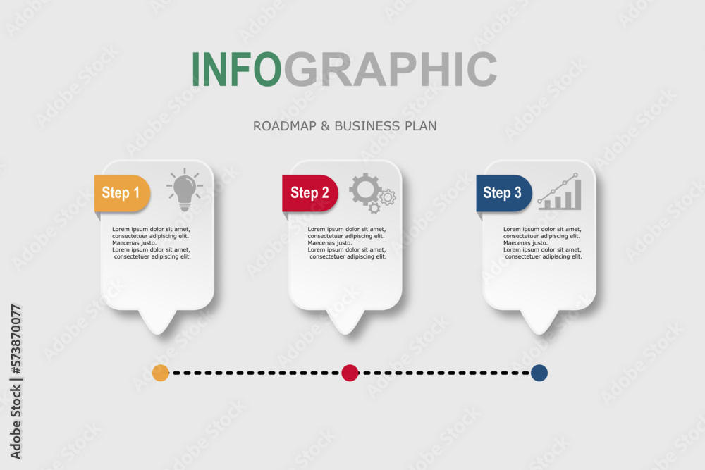 Infographic template for business plan ,strategy, roadmap. 3 Steps ...