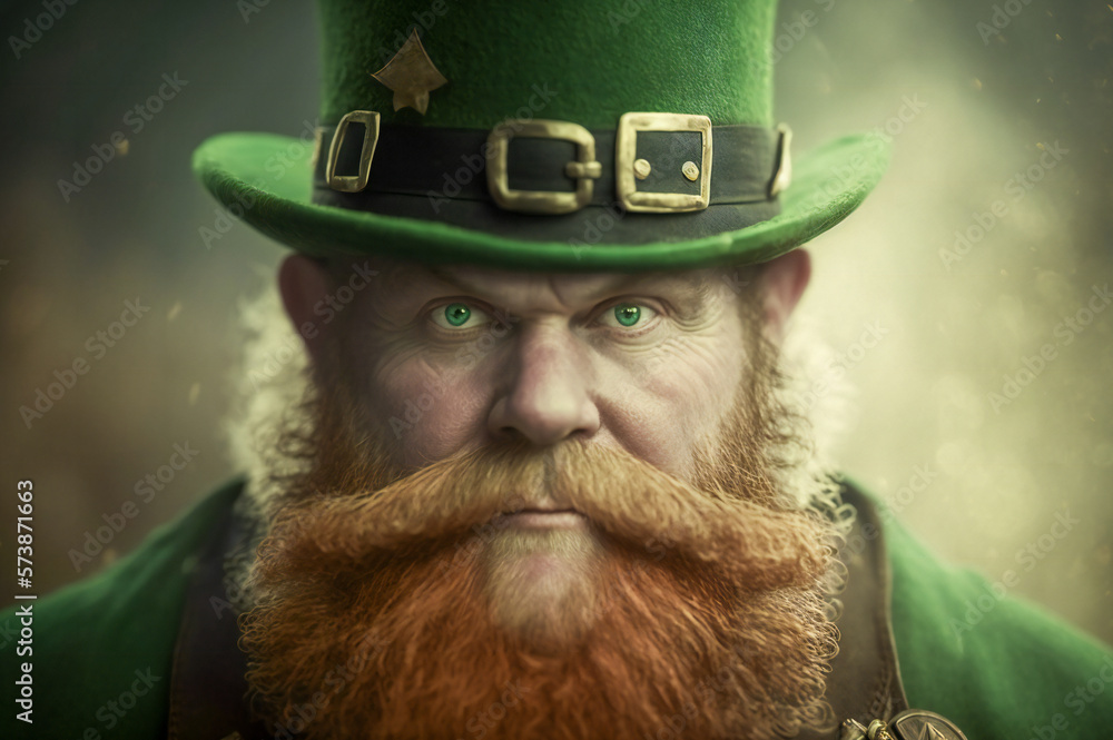 Irish man dressed in green, with a green hat. St. Patrick's day ...