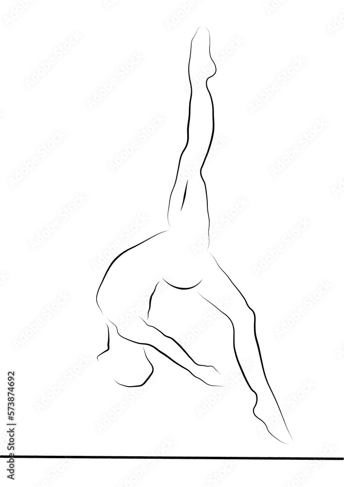 line drawing of female gymnast on beam , Stock Illustration | Adobe Stock