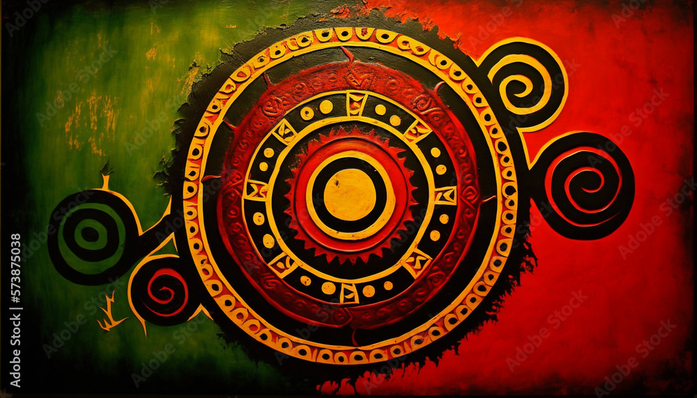Black History Month | Abstract african symbols are painted in bold red ...