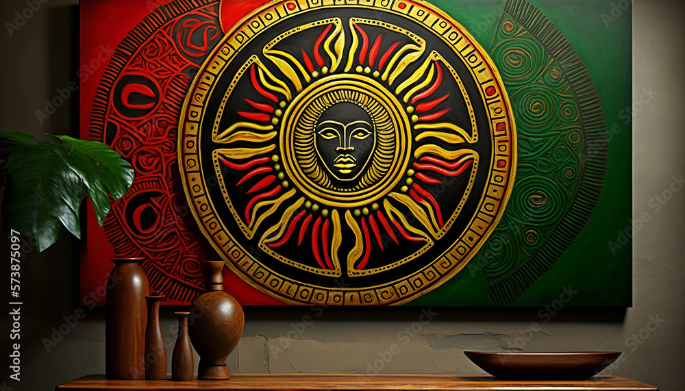 Black History Month | Abstract african symbols are painted in bold red ...