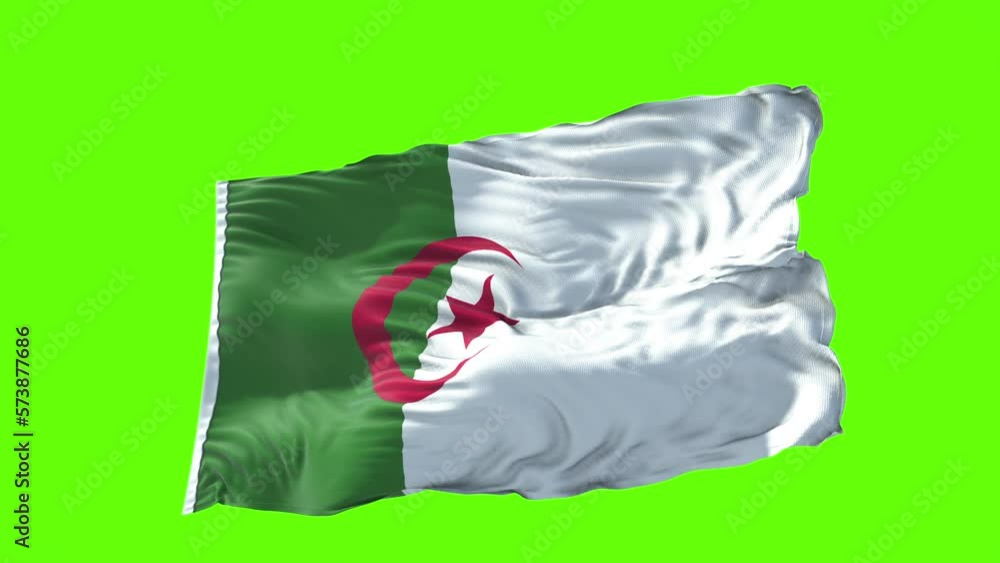 Isolated Algerian Flag Flying Proudly on Green Screen: A Striking ...