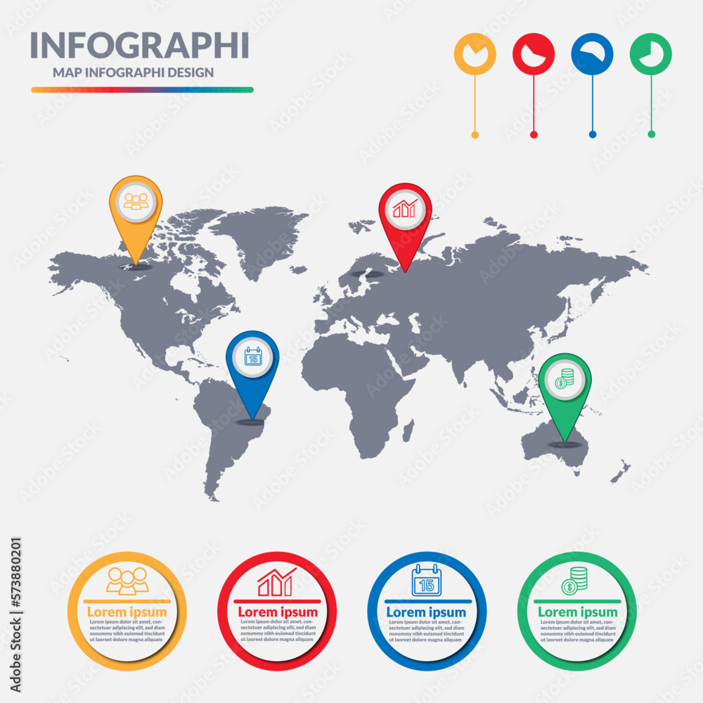World Map - infographic map - Illustration Stock Vector | Adobe Stock