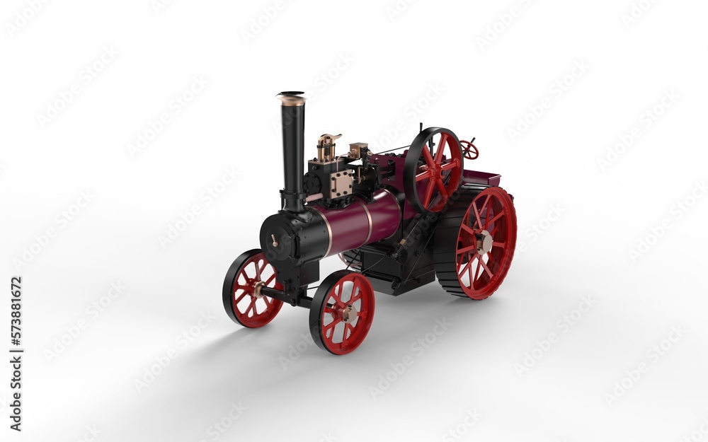 Museum historical style old vintage steam engine power tractor machine ...