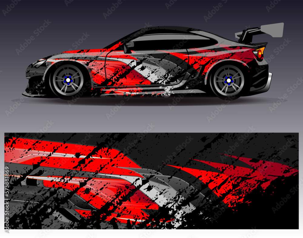 Car wrap design vector. Graphic abstract stripe racing background kit ...