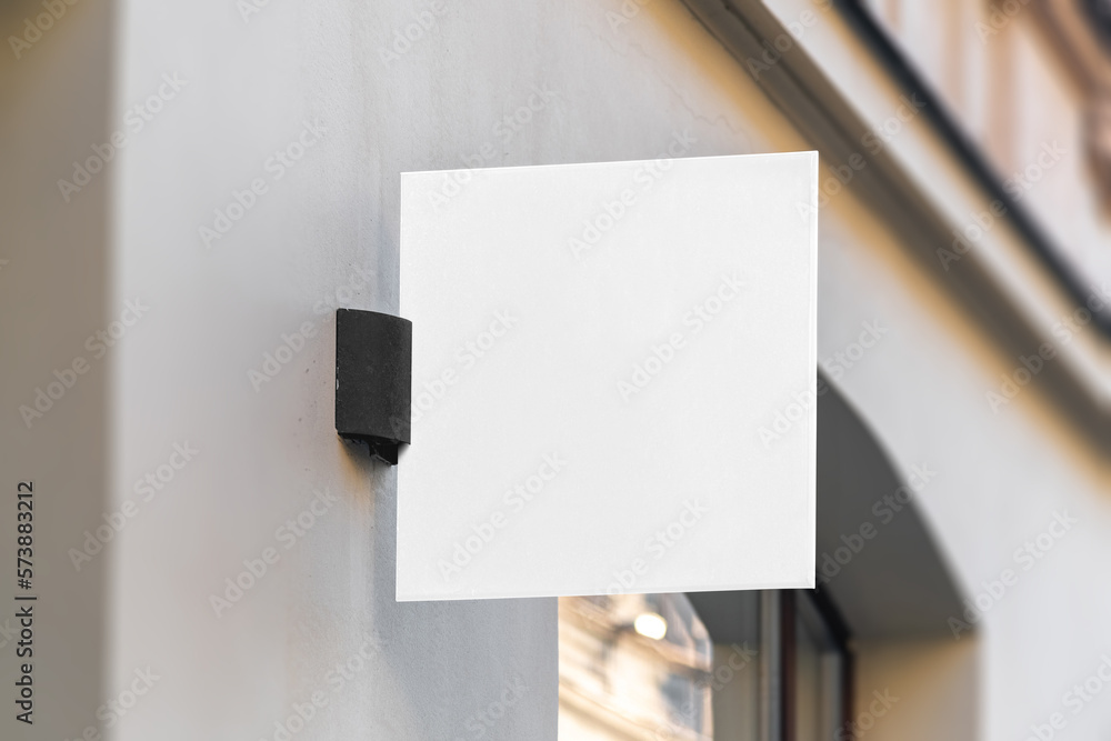 Blank square sign mockup in the urban environment, empty space to ...